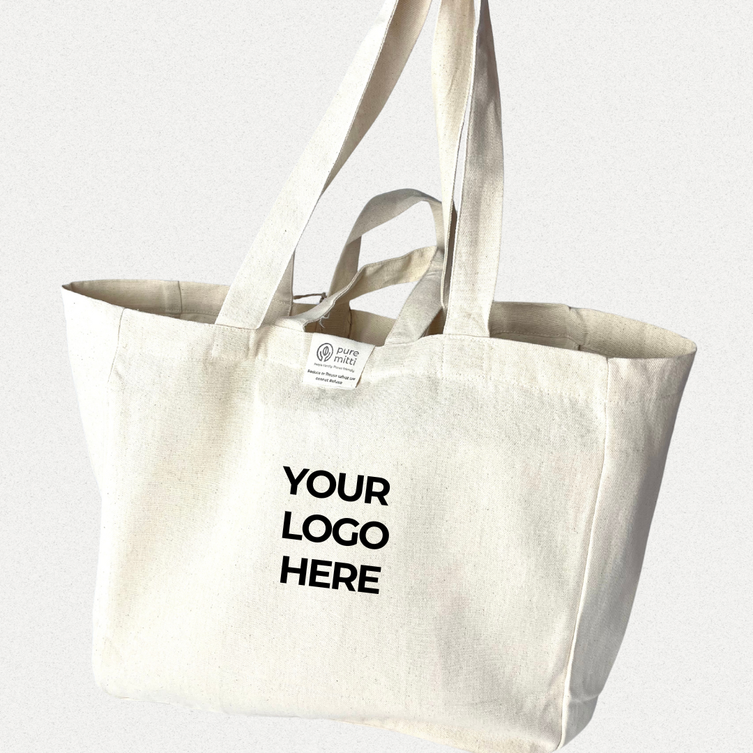 Custom Print Logo Cotton Tote Bag – Pure Mitti