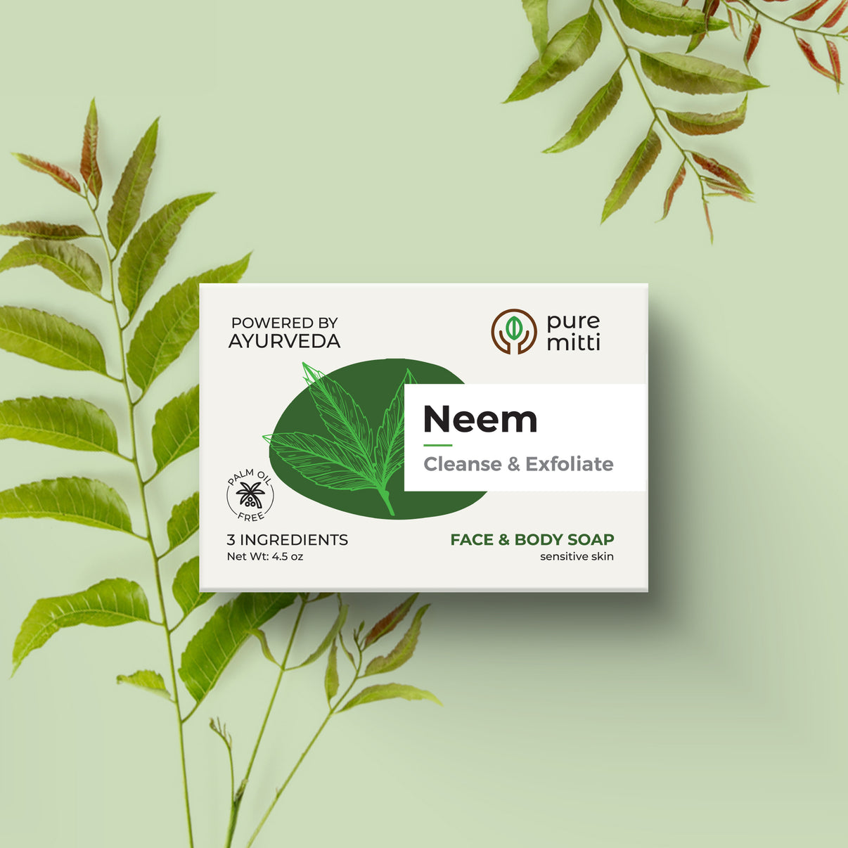Organic Neem Ayurvedic Soap Bar – Pure Mitti